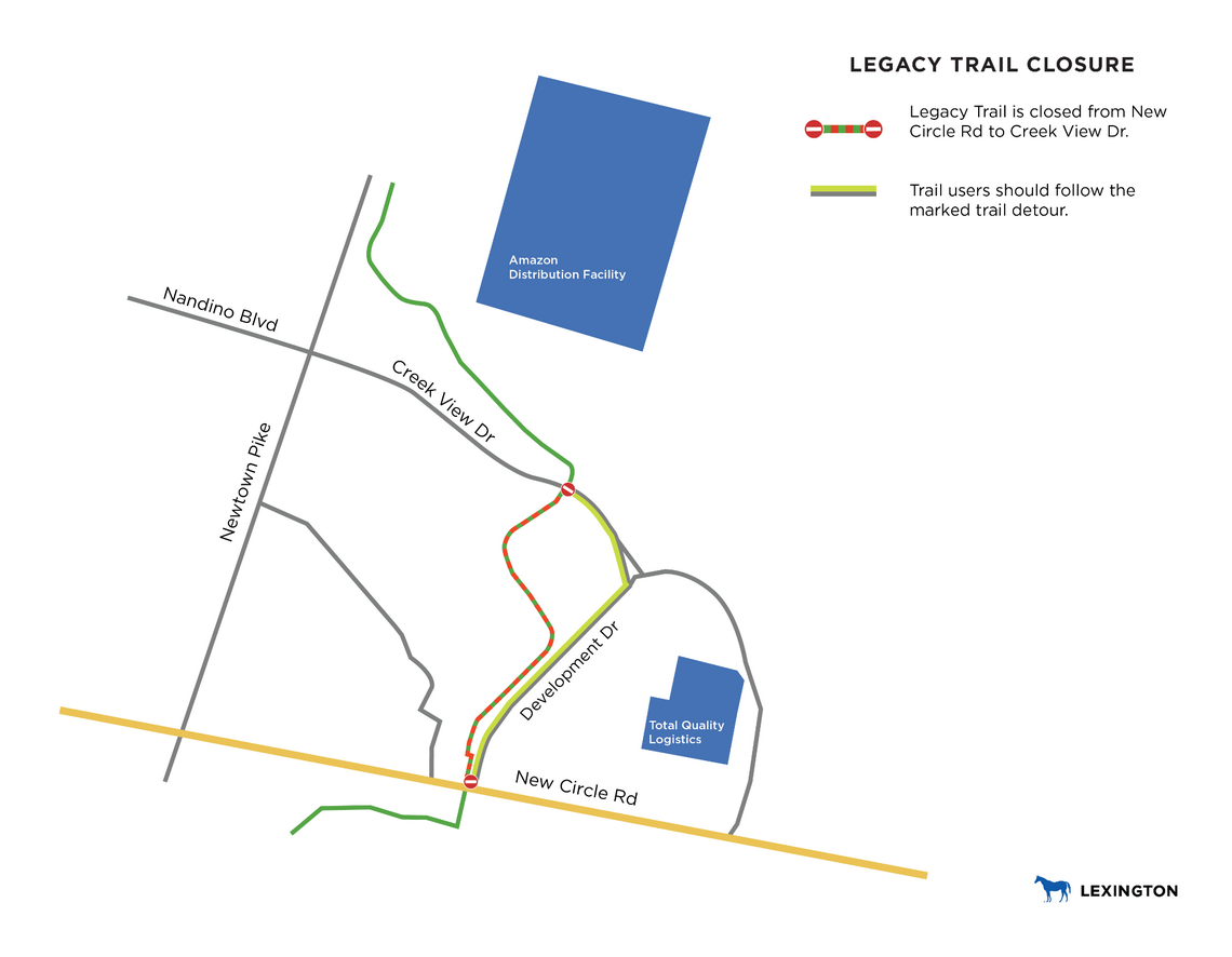 Where is Legacy Trail closure, detour near New Circle Road? | Lexington ...